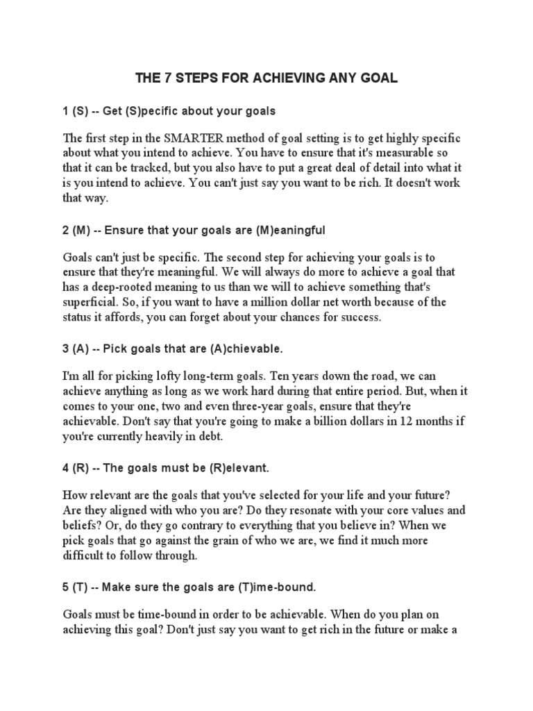 The 7 Steps For Achieving Any Goal | Download Free PDF | Goal | Cognition