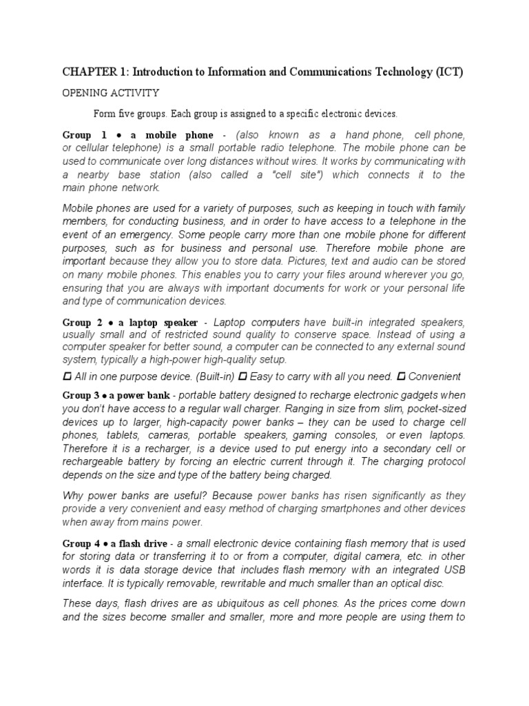 CHAPTER 1: Introduction To Information and Communications Technology ...