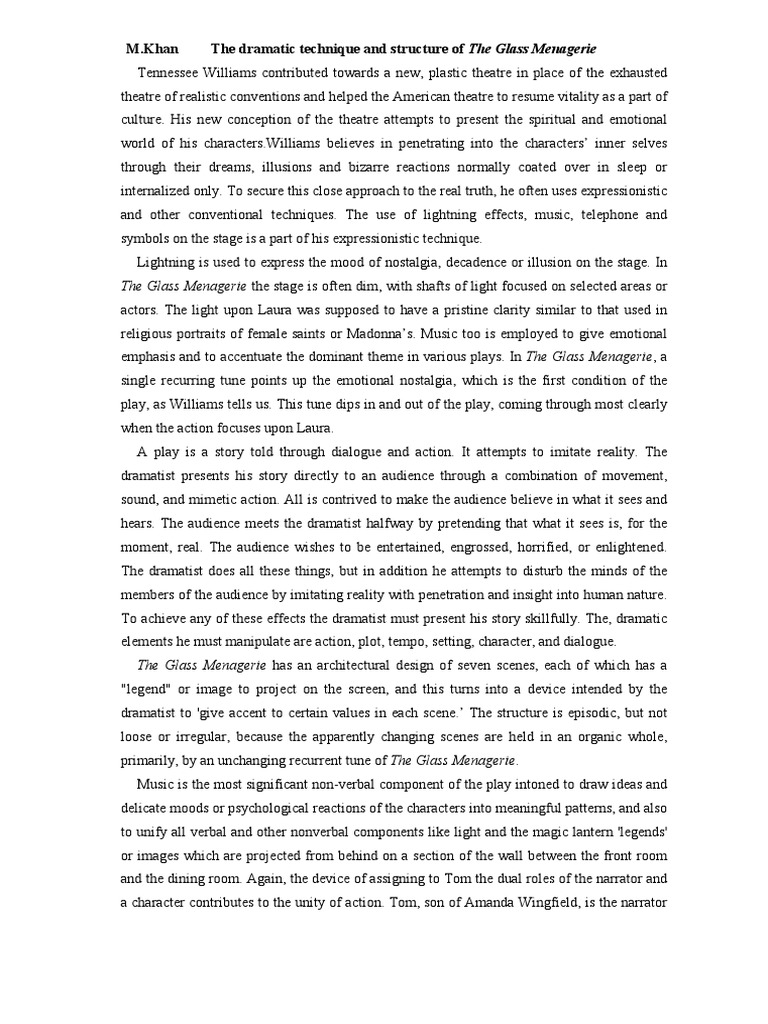 Broad Notes - The Glass Menagerie | PDF | Expressionism