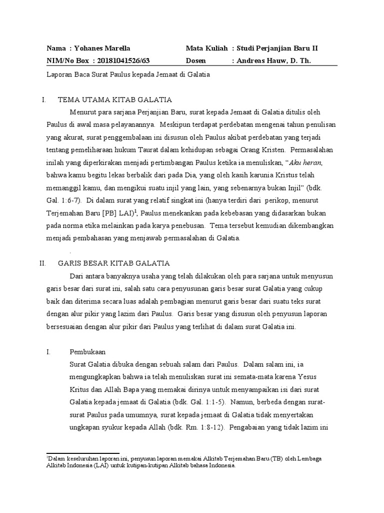 Paulus Menegaskan Kebebasan dalam Kristus Melalui Kasih Karunia Allah di Galatia | PDF
