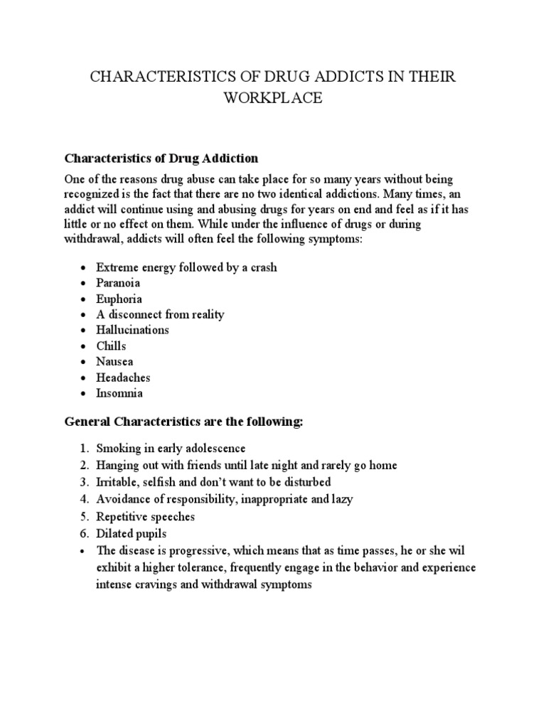 Characteristics of Drug Addicts | PDF