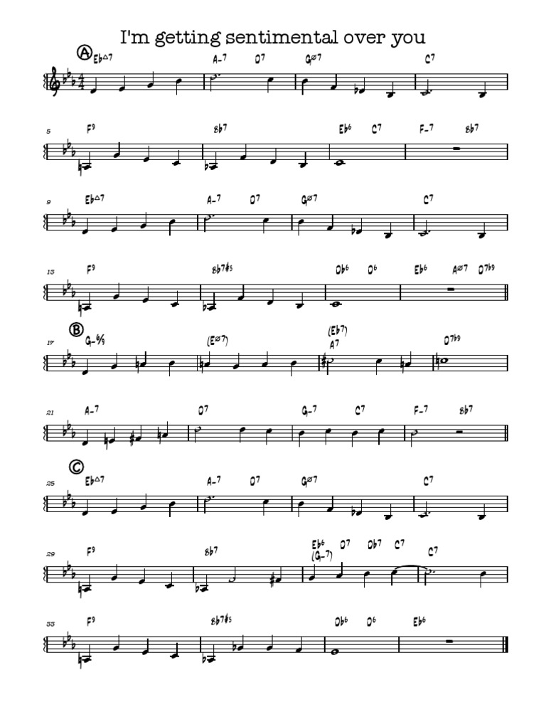 I m getting sentimental over you Eb