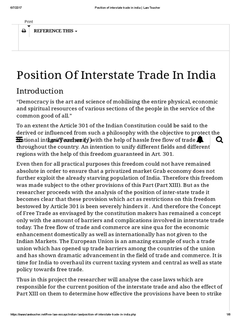 Position of Interstate Trade in India - Law Teacher | PDF | Taxes ...