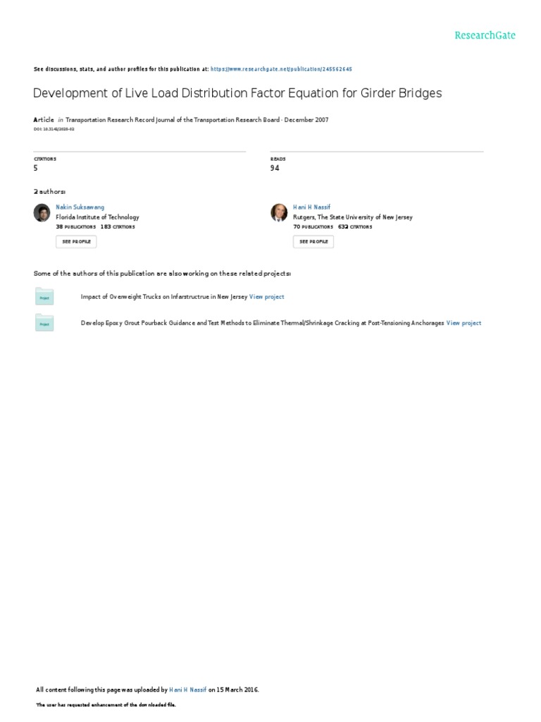 Development of Live Load Distribution Factor Equation For Girder ...