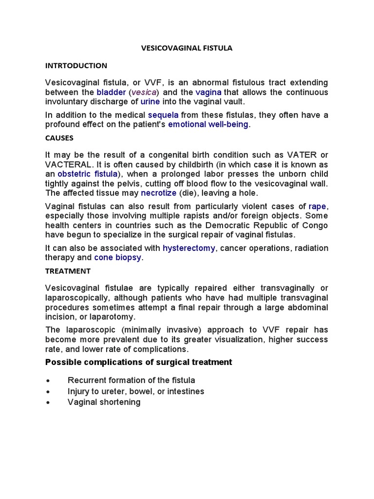 14-1 Vesicovaginal Fistula | PDF 14-1 Vesicovaginal Fistula | PDF