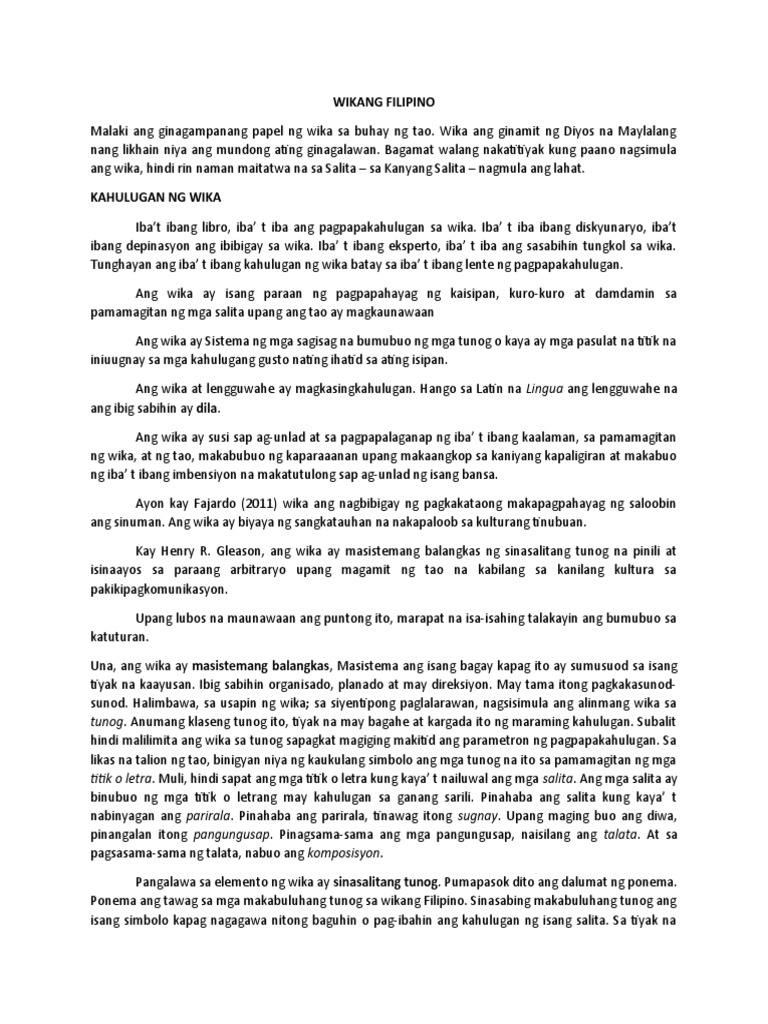 Wikang Filipino | PDF