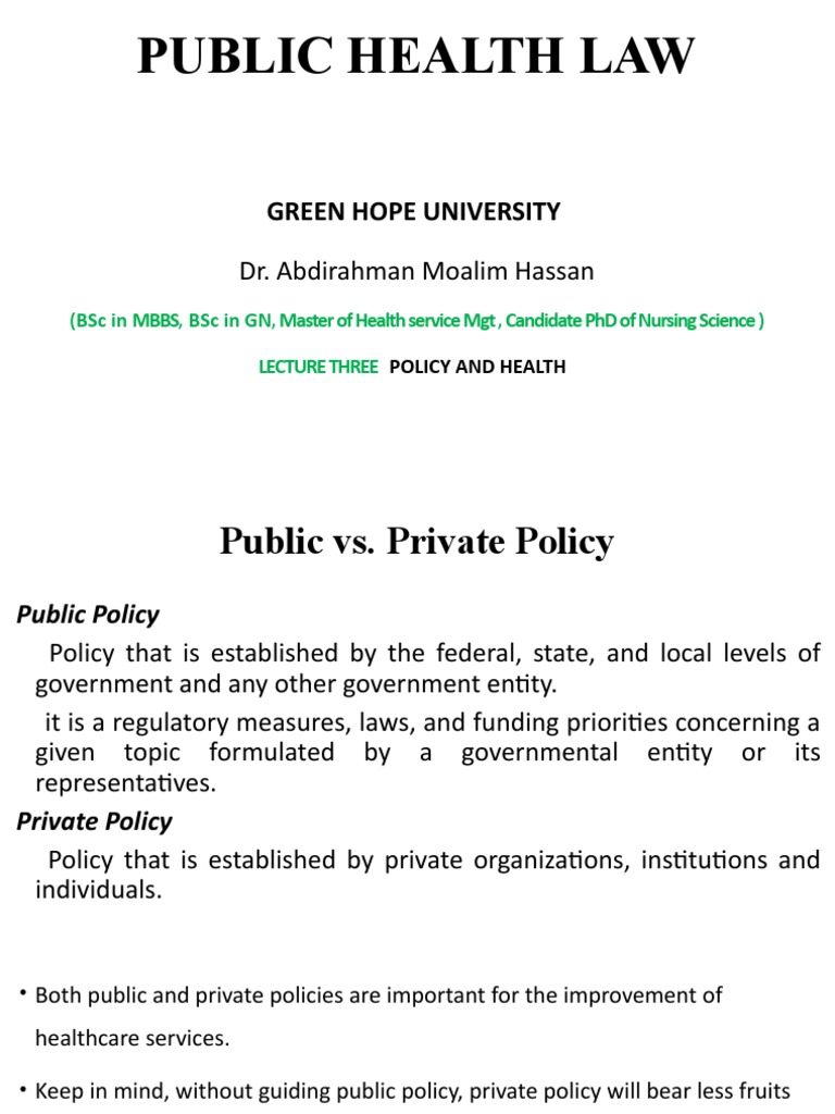 Introduction To The Public Health Law 3 | PDF | Health Policy | Insurance