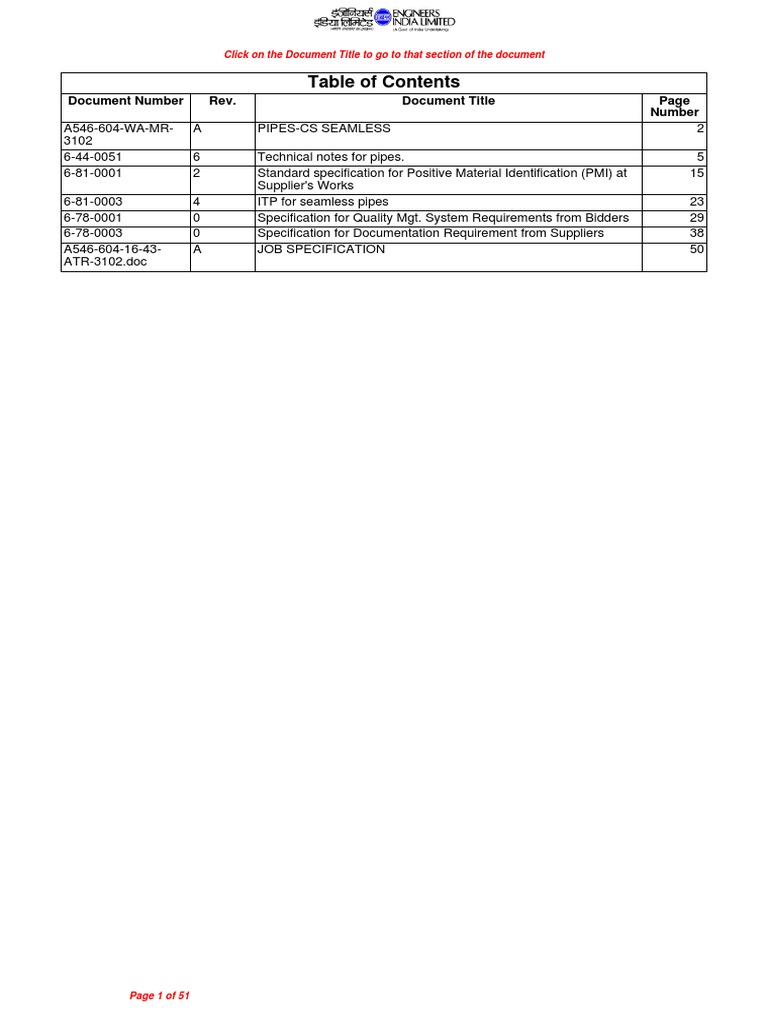 Standard Specification - Eil PDF | PDF | Heat Treating | Pipe (Fluid Conveyance)