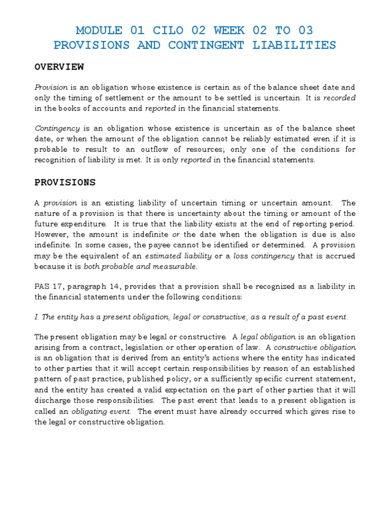 Contingent Liabilities | PDF | Financial Statement | Liability ...