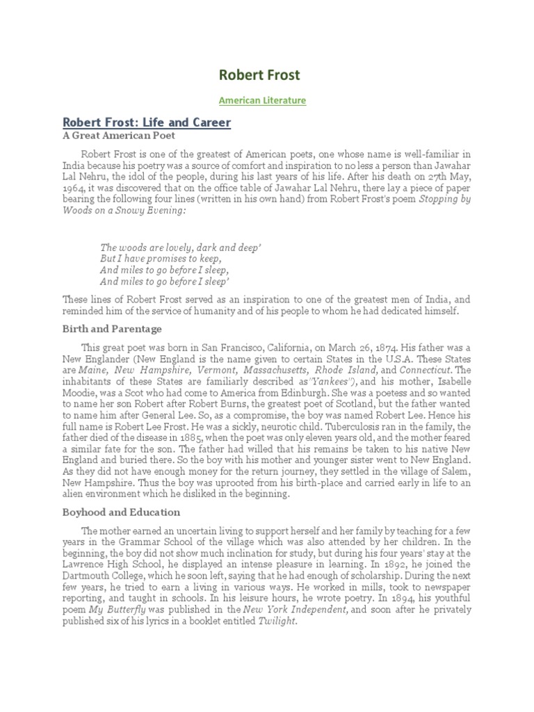 RobertFrost PDF | PDF | Poetry