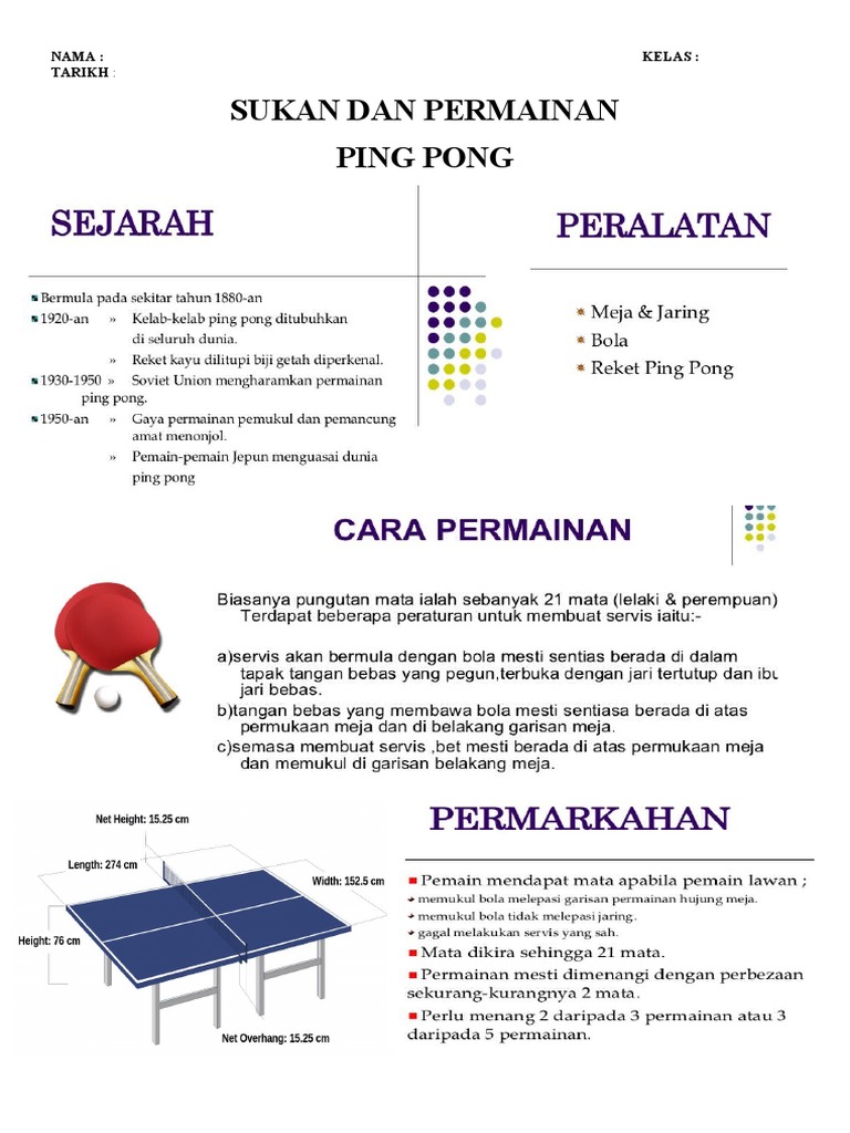 Sukan Dan Permainan Ping Pong | PDF | Olahraga & Rekreasi