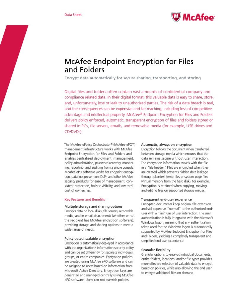 Mcafee Endpoint Encryption For Files and Folders | PDF | Encryption | Computer File