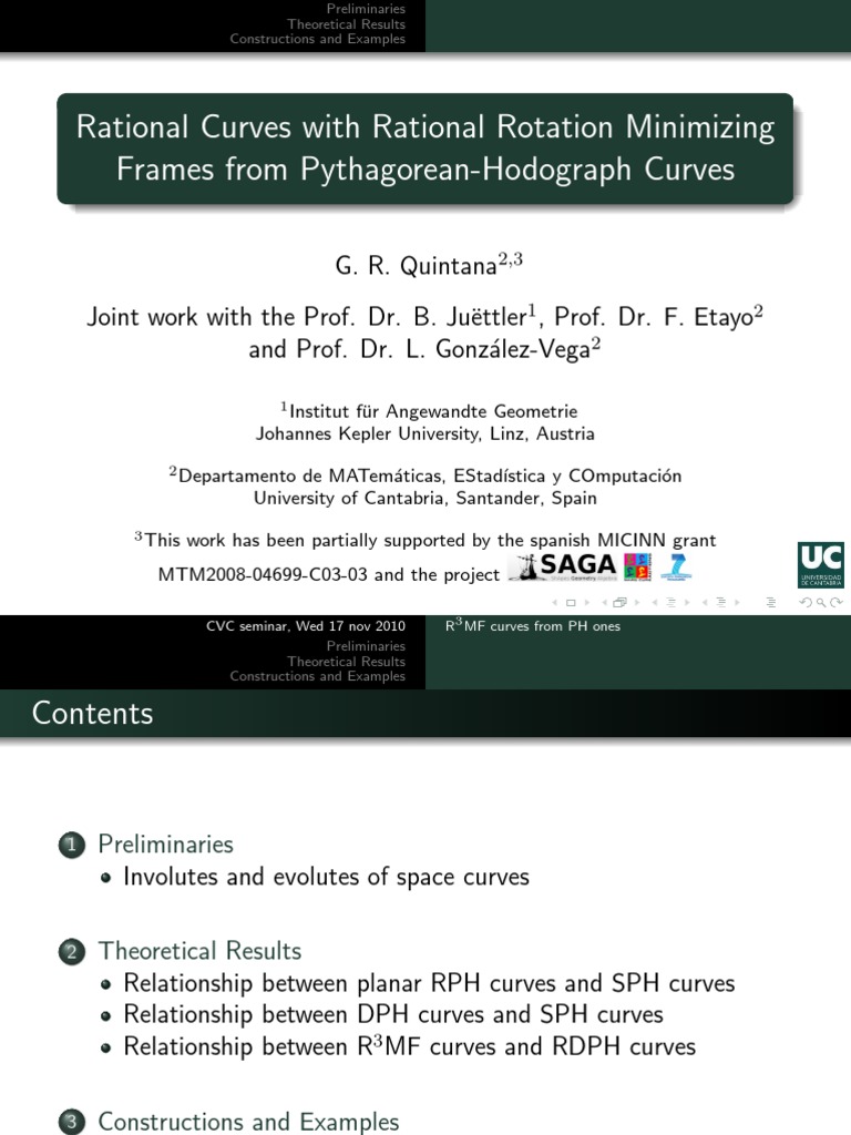 Rational Curves With Rational Rotation Minimizing Frames From Pythagorean-Hodograph Curves | PDF ...