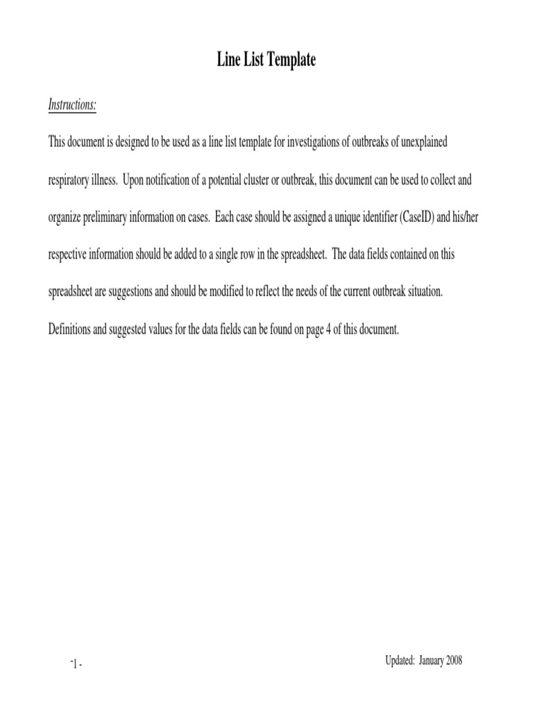 Line List Template: Instructions | PDF | Patient | Immunology