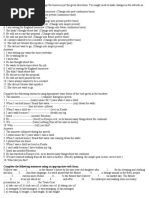 Tenses Change Worksheet for Class 6 | PDF | Grammatical Tense | Grammar