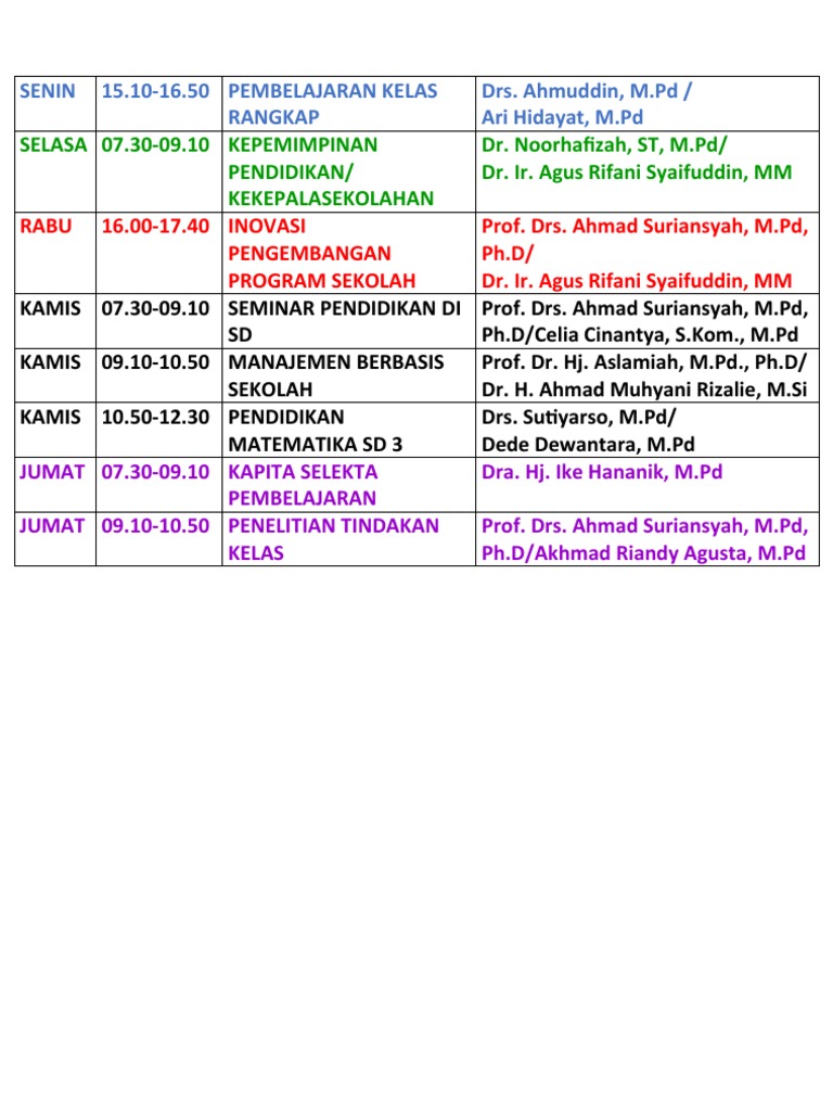 Jadwal Matkul | PDF