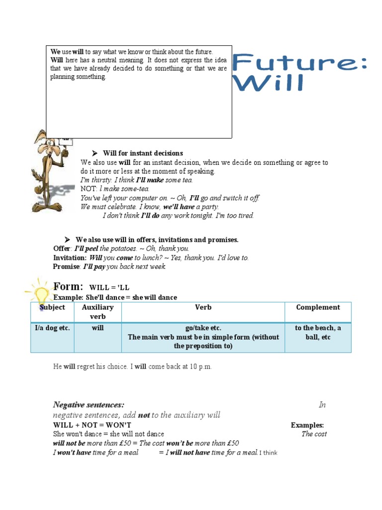 Will and Be Going To | PDF | Verb