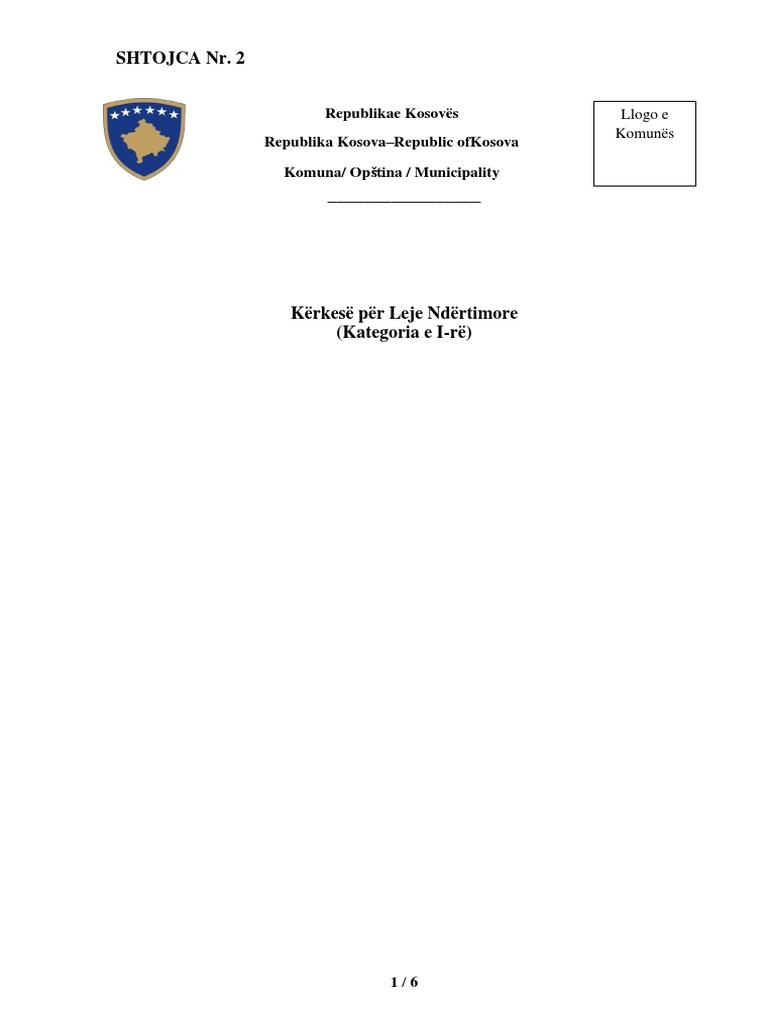 Kërkesë Për Leje Ndërtimore PDF | PDF