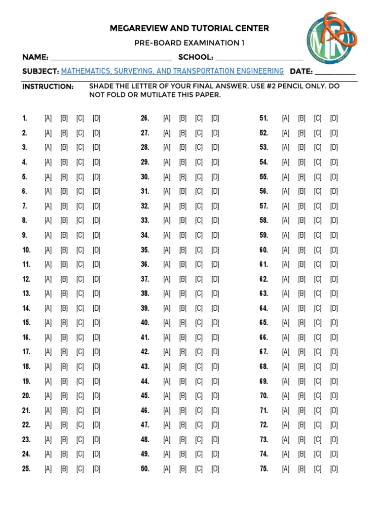 Answer-Sheet Mega | PDF | Educational Assessment And Evaluation ...