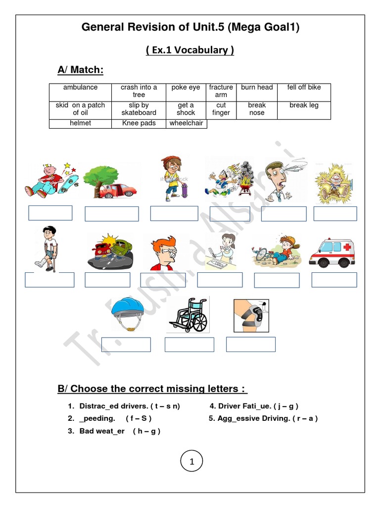 Vocabulary and Grammar Exercises on Accidents | PDF | Language Arts ...