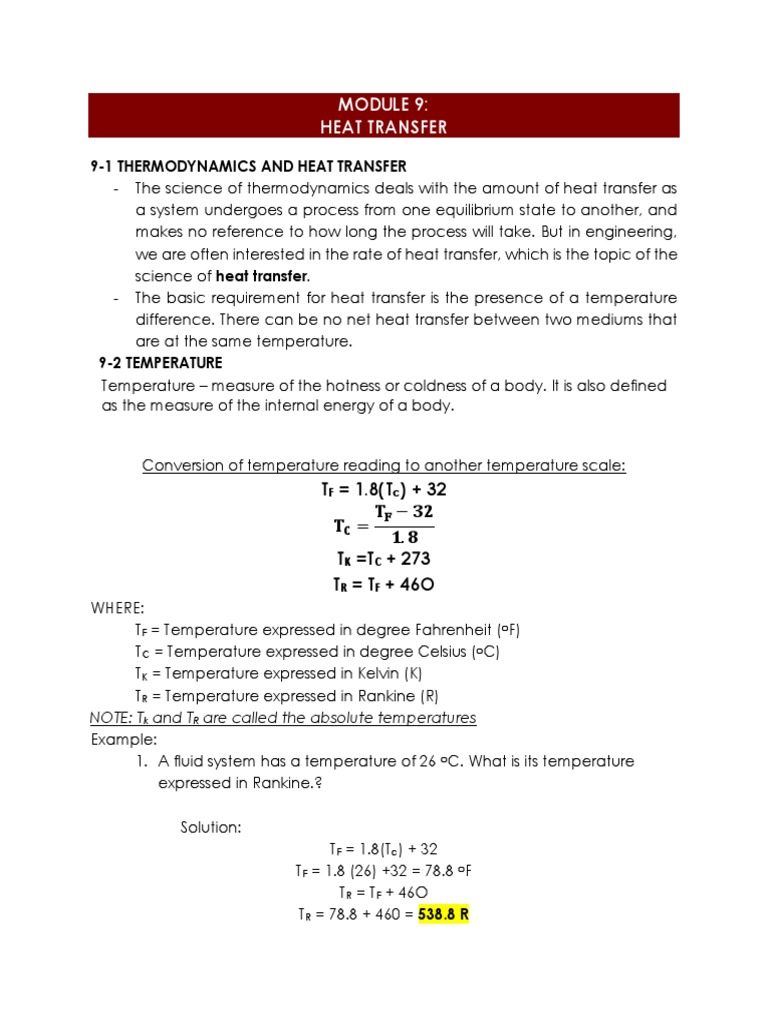 Module 9 Heat Transfer | PDF | Temperature | Heat Transfer
