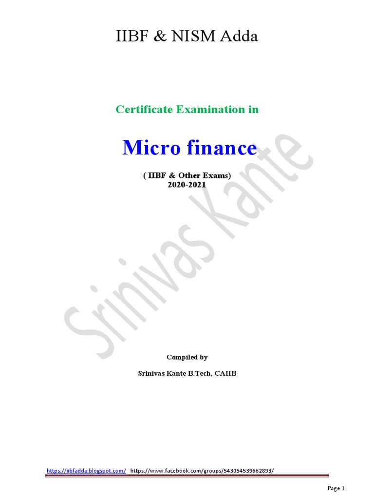Microfinance PDF | PDF | Microfinance | Securitization