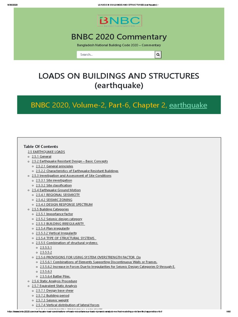 2chapter LOADS ON BUILDINGS AND STRUCTURES (Earthquake) | PDF ...