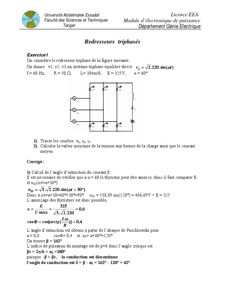 Corrig Des TD | PDF | Redresseur | Énergie électrique