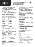 Final Ucsp Midterm q1 Exam With Answer Key | PDF | Thought | Social Group