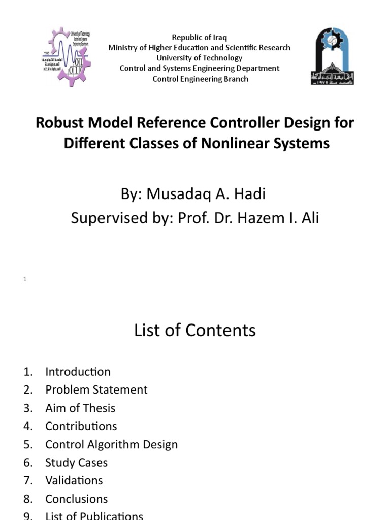 Robust Model Reference Controller Design For Different Classes of ...