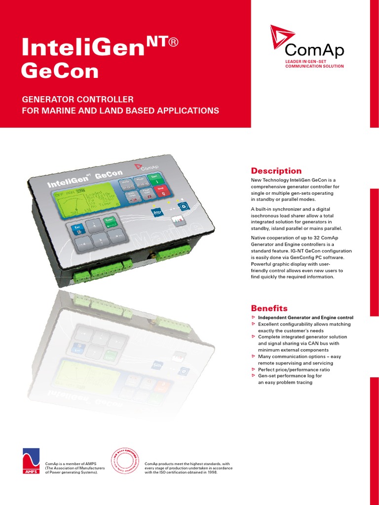 2.3 ComAp Generator Controller InteliGen GeCon Datasheet | PDF | Personal Computers | Electric ...