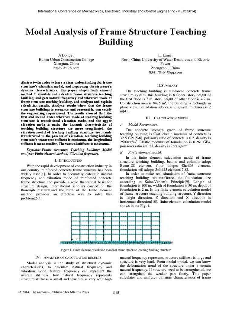 Modal Analysis of Frame Structure Teaching Building | PDF | Normal Mode | Finite Element Method