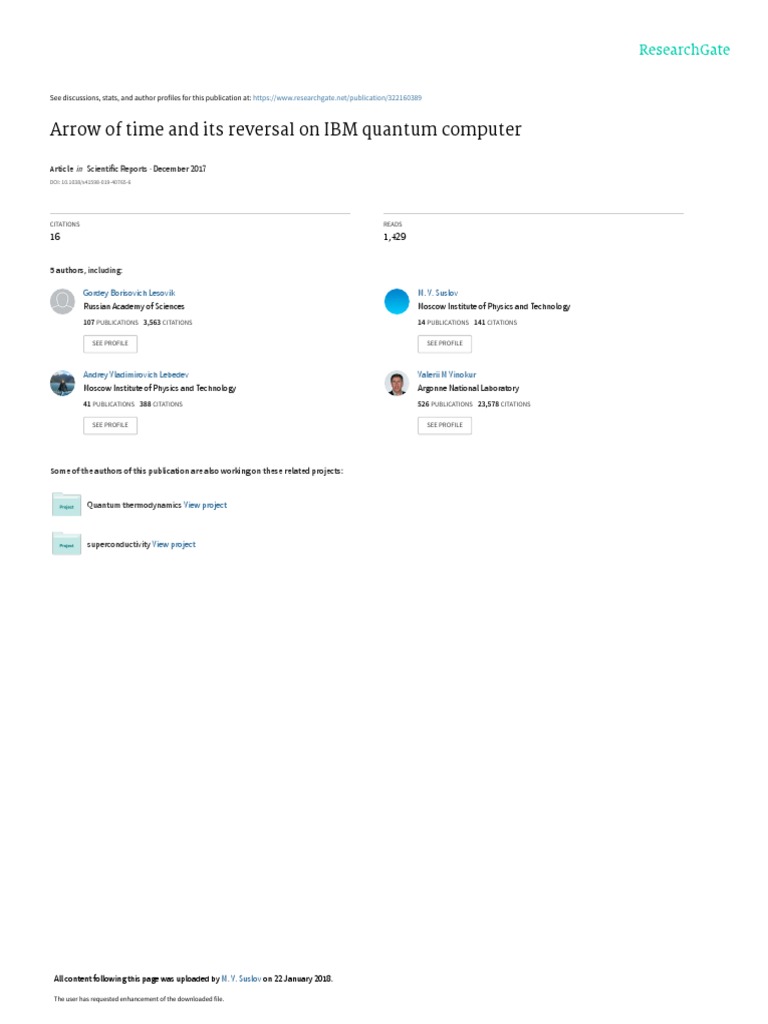 Arrow of Time and Its Reversal On IBM Quantum Comp | PDF | Quantum ...