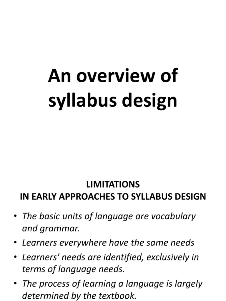 An Overview of Syllabus Design | PDF | Language Education | Curriculum