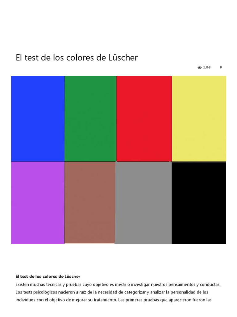 Test colores Lüscher revela personalidad | PDF | Color | Validez ...