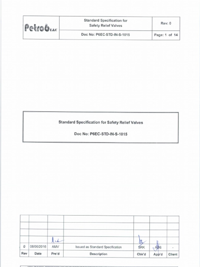 Standard Specs 11 STD Spec For PSV Rev0 | PDF | Specification ...