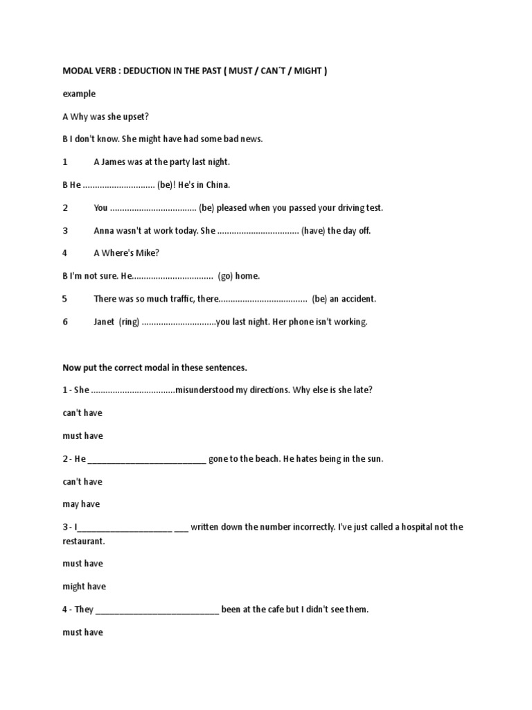 Deduction in The Past Exercise | PDF