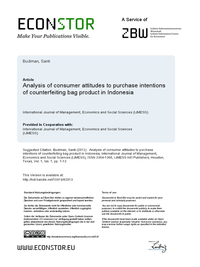Analysis of Consumer Attitudes To Purchase Intentions of Counterfeiting ...
