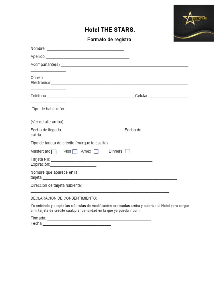 Formatos Hotel | PDF