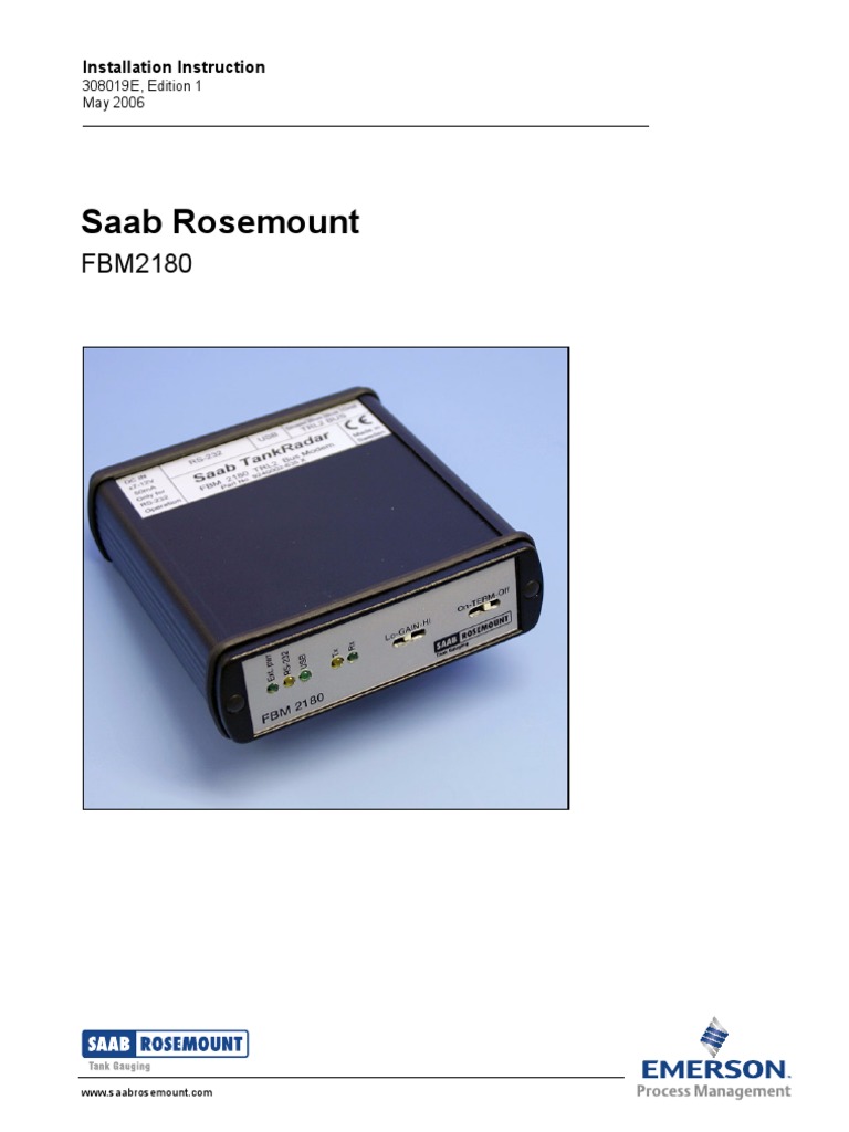 Quick Start Guide FBM 2180 Installation Instruction Rosemount en 80734 ...