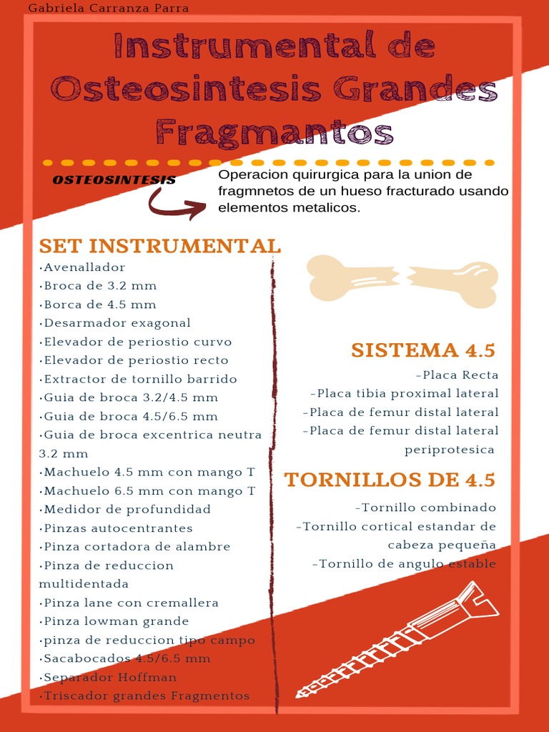 Instrumental Para Osteosíntesis De Grandes Fragmentos Pdf Tornillo