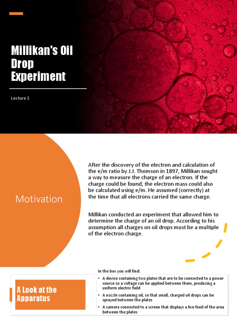 Millikans Oil Drop Experiment | PDF | Force | Electron