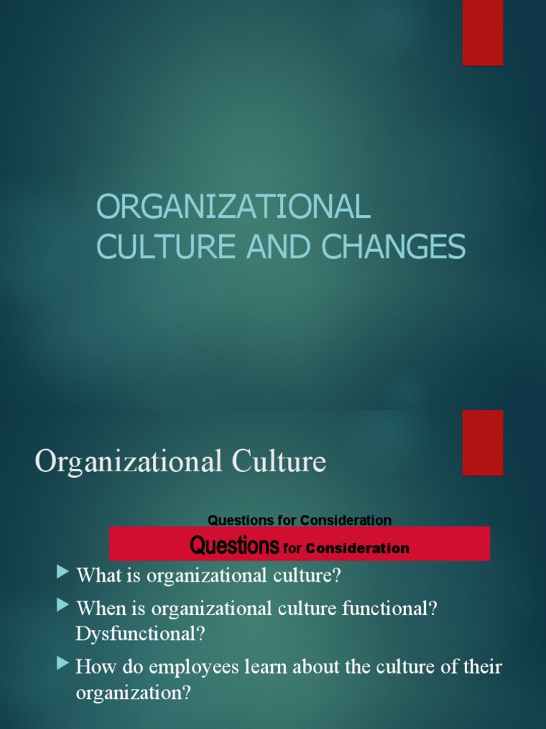 Chap Organizational Culture & Change | PDF | Organizational Culture | Risk