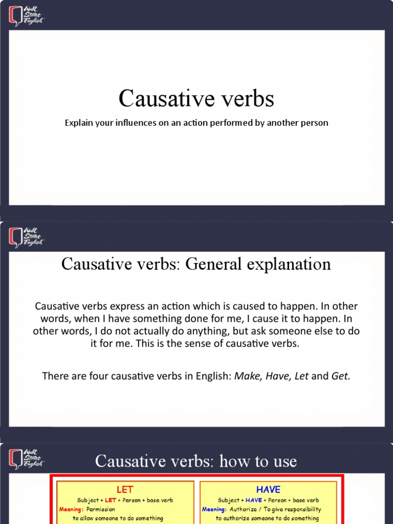 Causative Verbs: Explain Your Influences On An Action Performed by ...