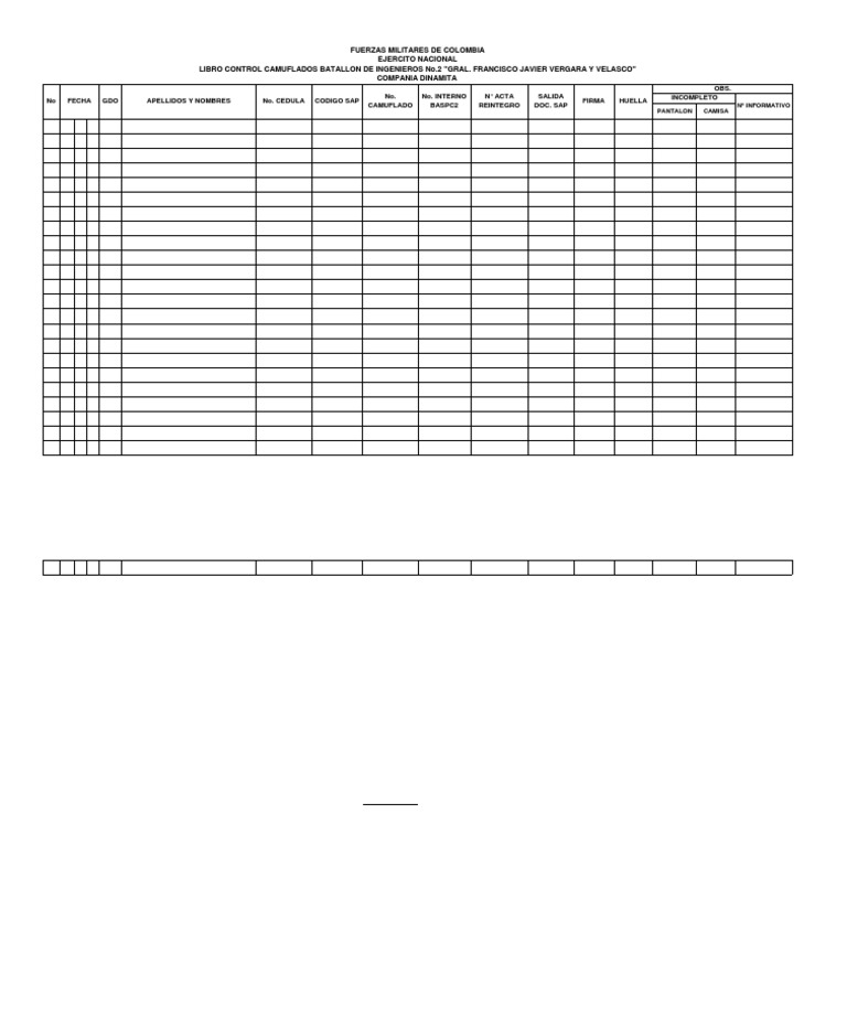 Formato Libros Control Uniformes Camuflados-1 PDF | PDF