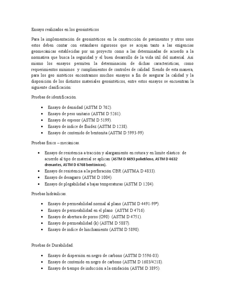 Ensayos de Geosintéticos ASTM D5887 | PDF