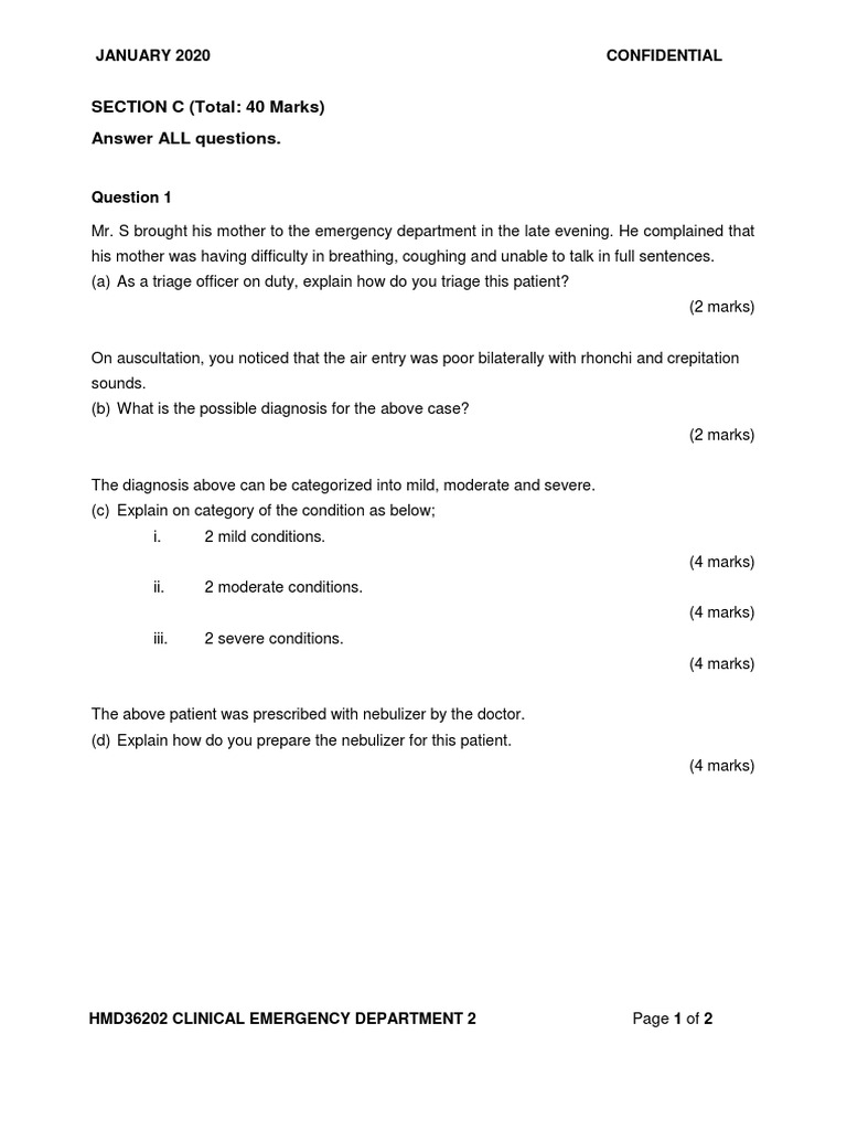 Emergency Department Triage Exam Guide | PDF | Emergency Department ...
