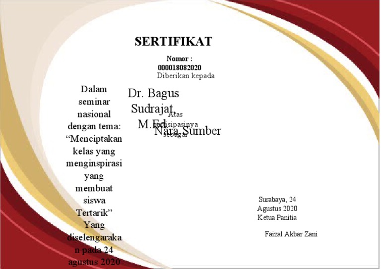 Sertifikat Piagam Format Word Siap Edit Kanalmu 10-1 | PDF