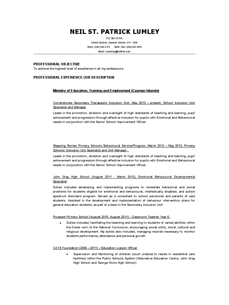 Neil Resume Current - 3 | PDF | Inclusion (Education) | Schools