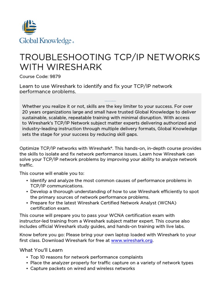 Troubleshooting Tcp/Ip Networks With Wireshark | PDF | Transmission ...